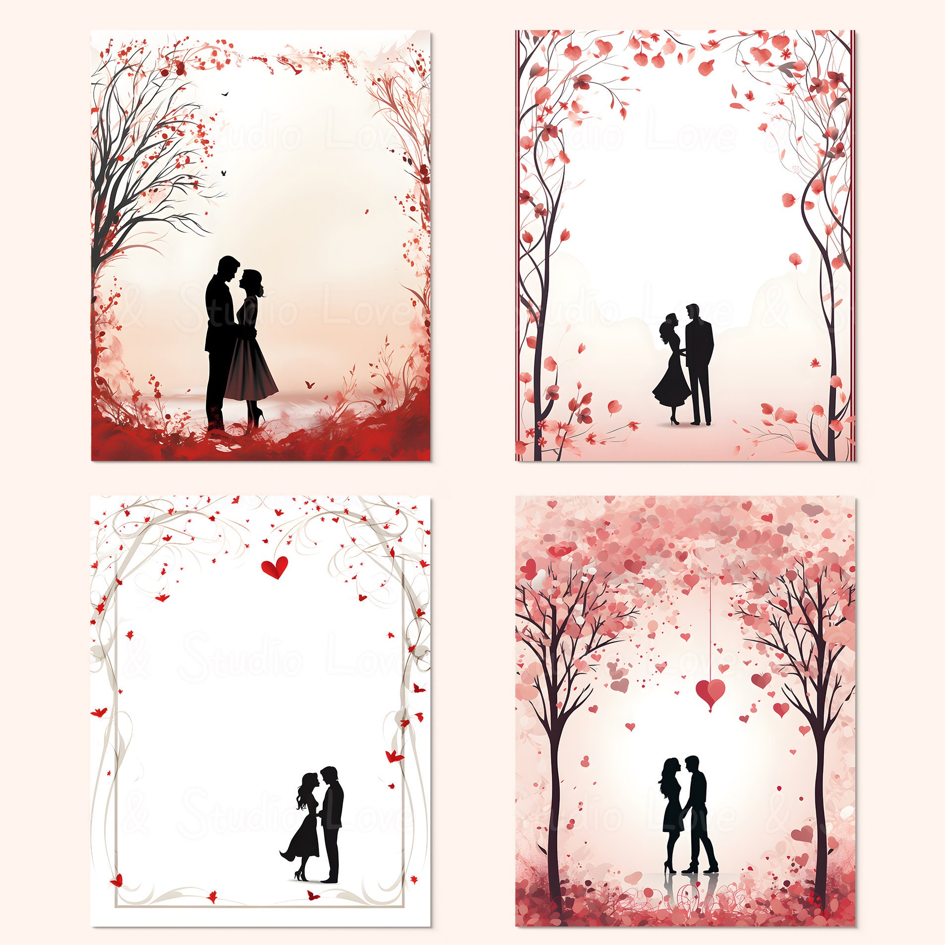 25 Couples in Love Printable Letter Paper Valentine's Day - Etsy