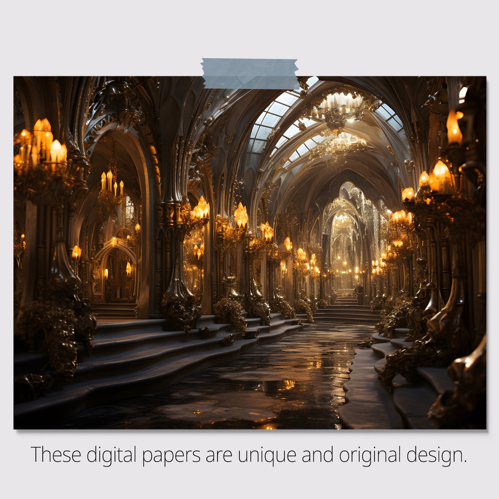 25 the Ice Gothic Palace Grand Hall Digital Paper, Amazing Fantasy ...