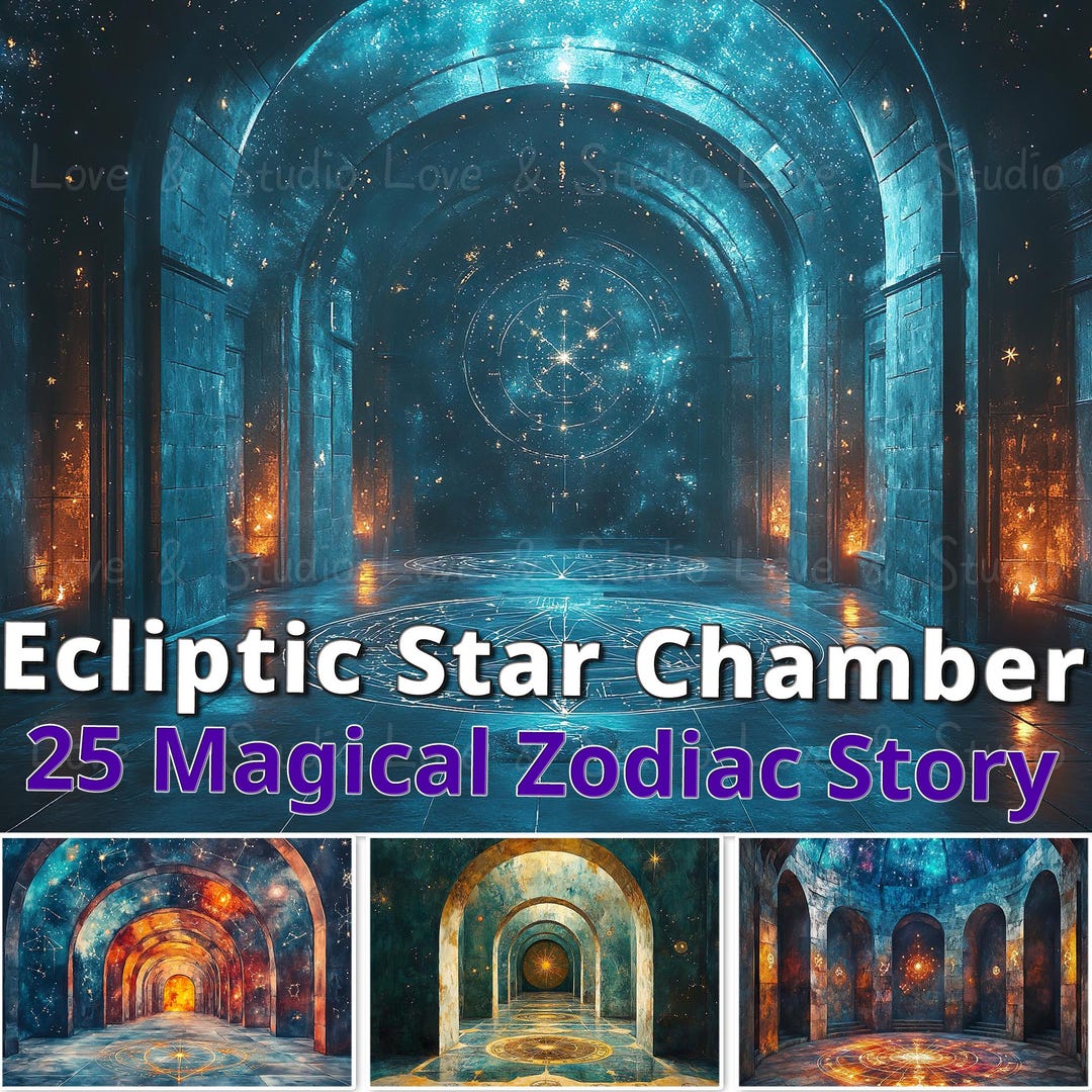 25 Ecliptic Star Chamber Digital Paper, Magical Zodiac Story. Fantasy ...