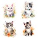 20 Cat Clipart Commercial Use, Cute Kitten Cats Clipart, Botanical ...