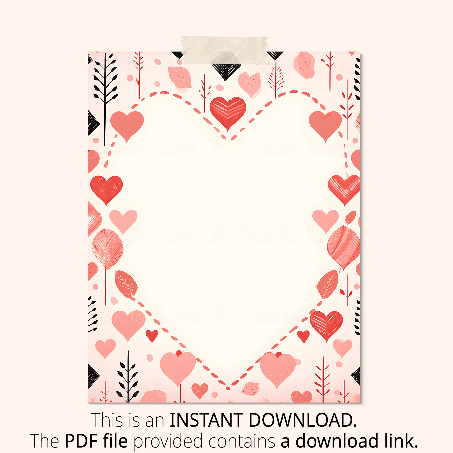 25 Heart and Arrow Printable Letter Paper Valentine's Day - Etsy