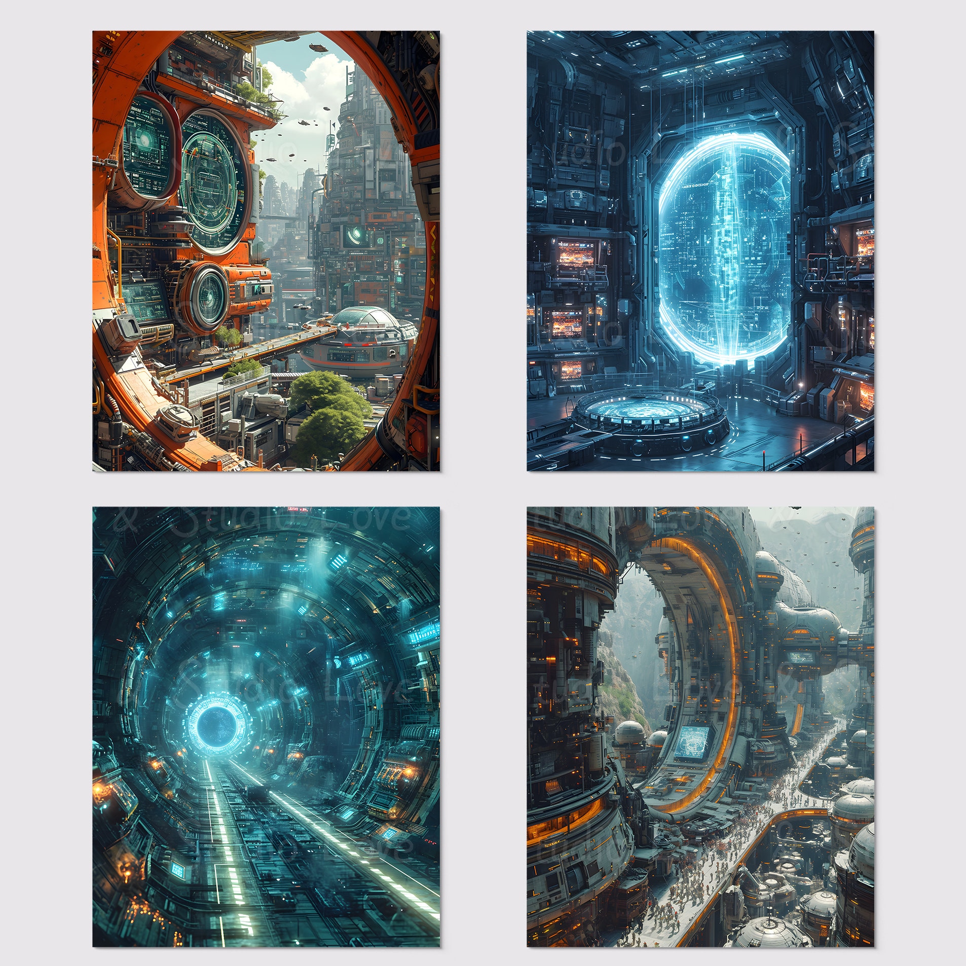 25 Futuristic Docking Bay Digital Paper, Printable Sci-fi Futuristic ...