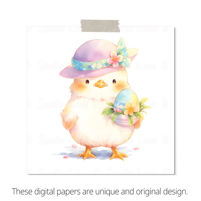 25 Easter Bonnet Chick Clipart, Printable Colorful Delight Watercolor ...