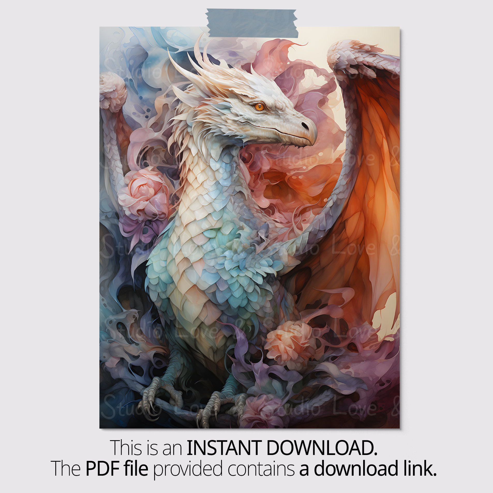 25 Watercolor the Dragon Clipart, Fantasy Mythical Creature Digital ...