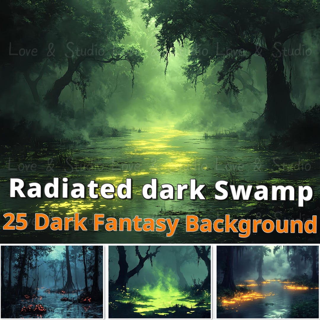 25 Radiated Dark Swamp Digital Paper, Printable Dystopia Futuristic Art ...