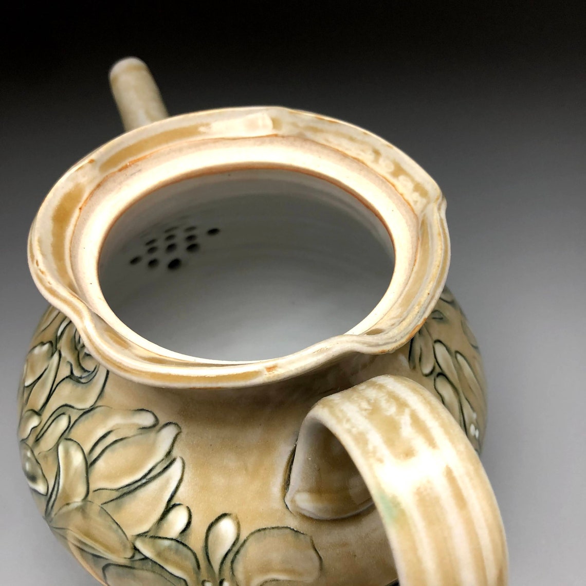 Wheel Thrown and Altered Teapot Hand Painted Floral Design | Etsy