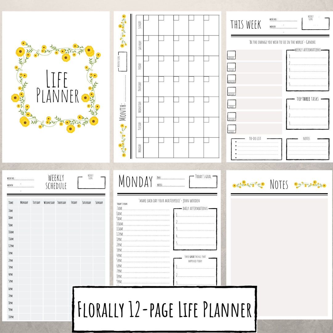 Life Planner Printable Daily Life Plannerproductivity - Etsy