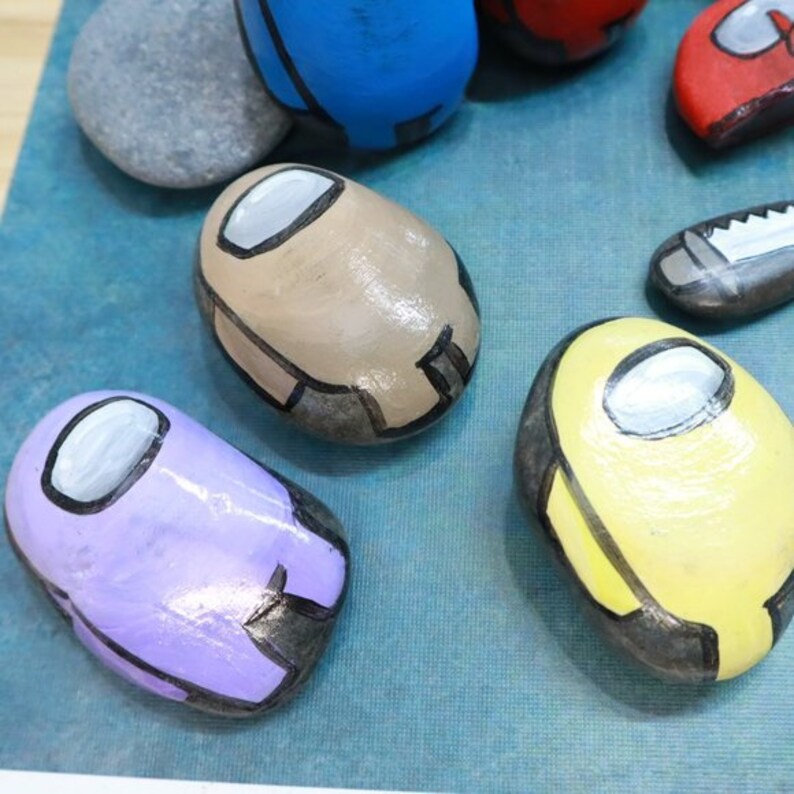 Fanart 12 Set of Among Us Painted on River Rocks. - Etsy