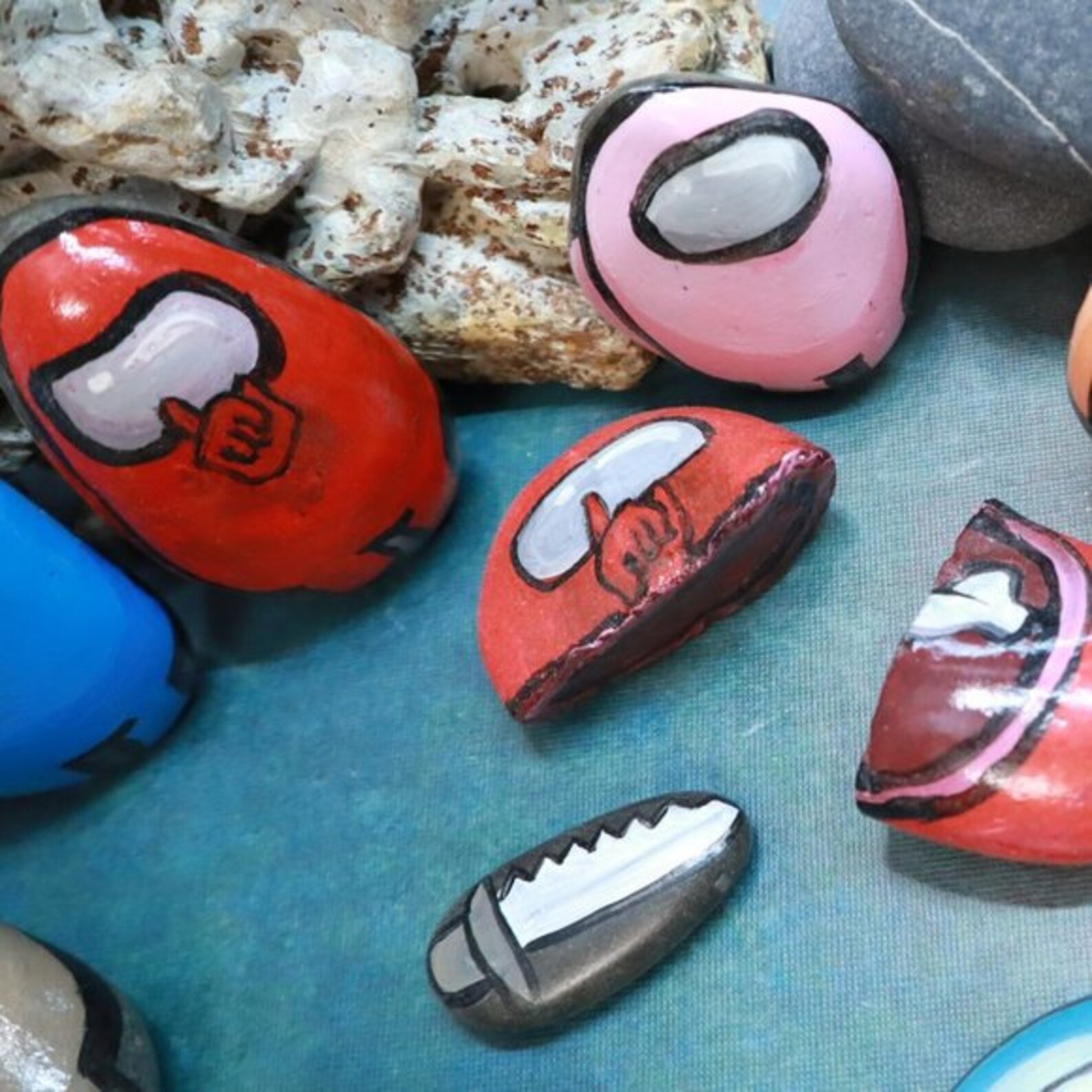 Fanart 12 Set of Among Us Painted on River Rocks. - Etsy
