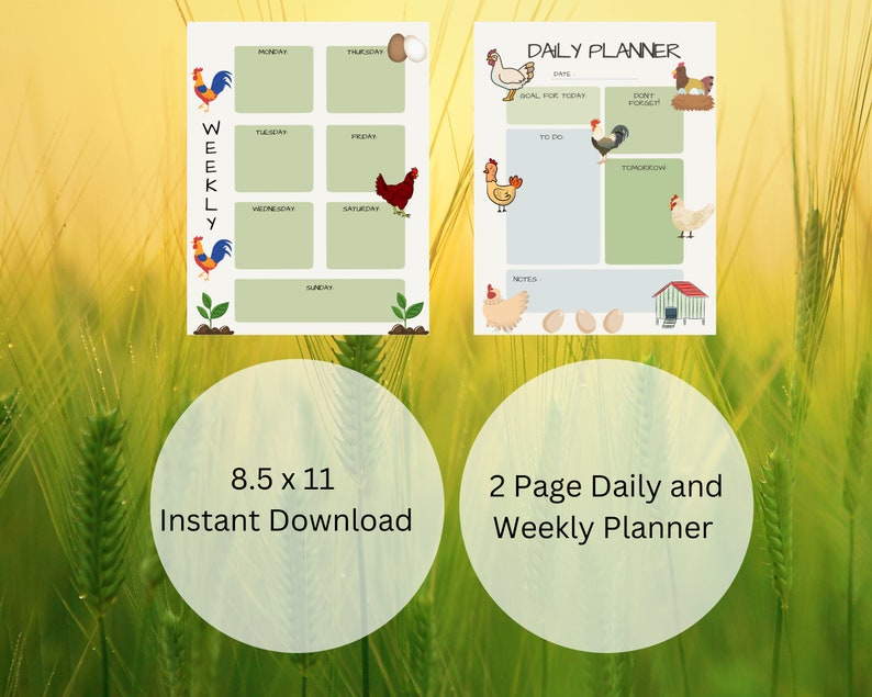 Daily and Weekly Planner Chicken Theme - Etsy