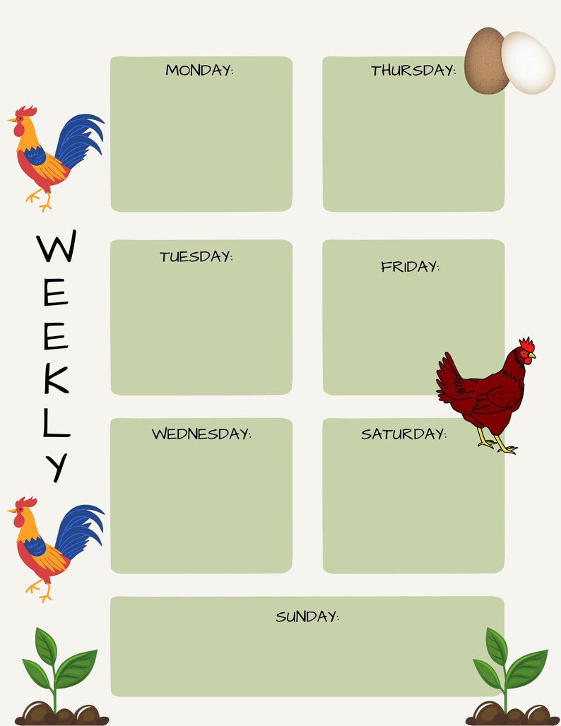 Daily and Weekly Planner Chicken Theme - Etsy