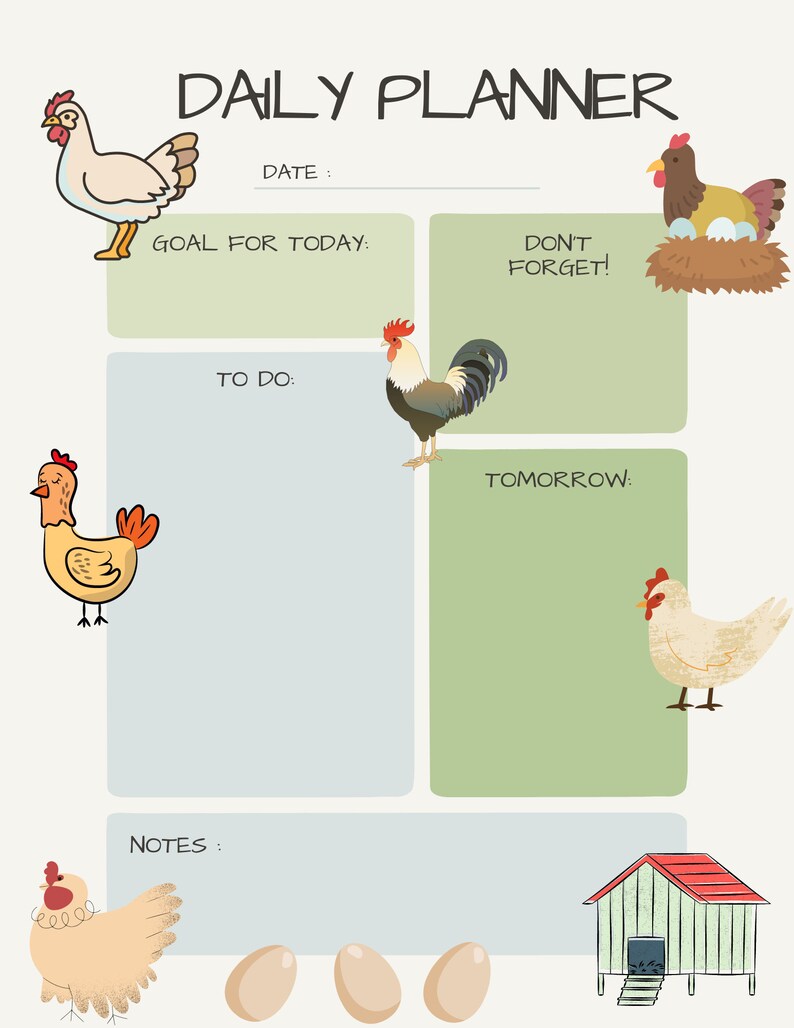 Daily and Weekly Planner Chicken Theme - Etsy