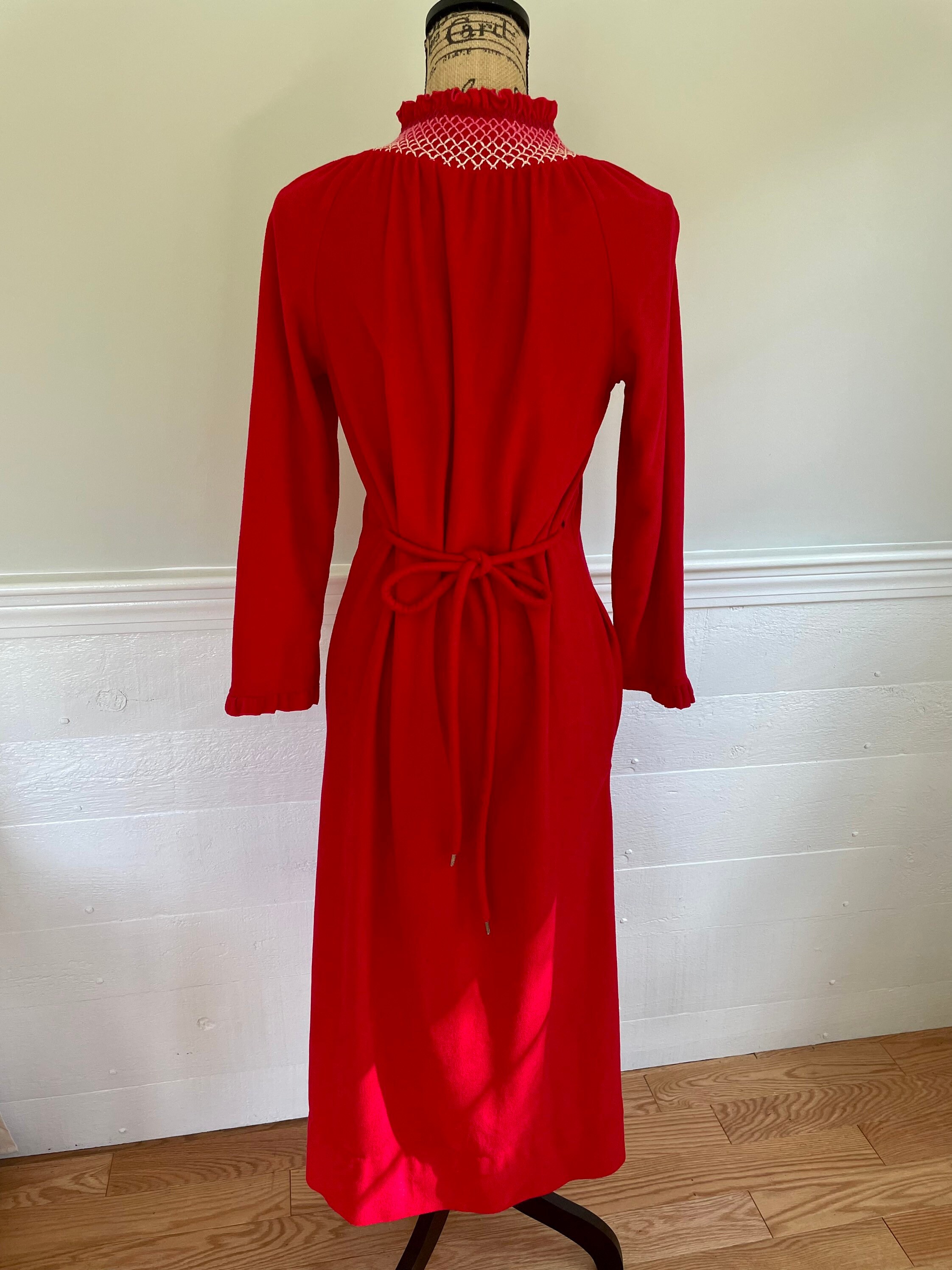 1970s Red Housecoat Bathrobe Dan Ellen XS - Etsy