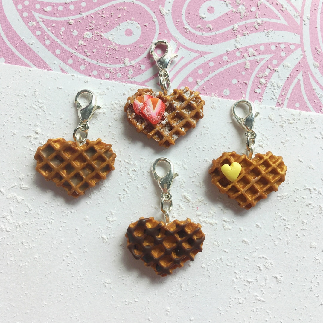 Heart Waffle Charm Keychain Necklace Stitch Marker - Etsy