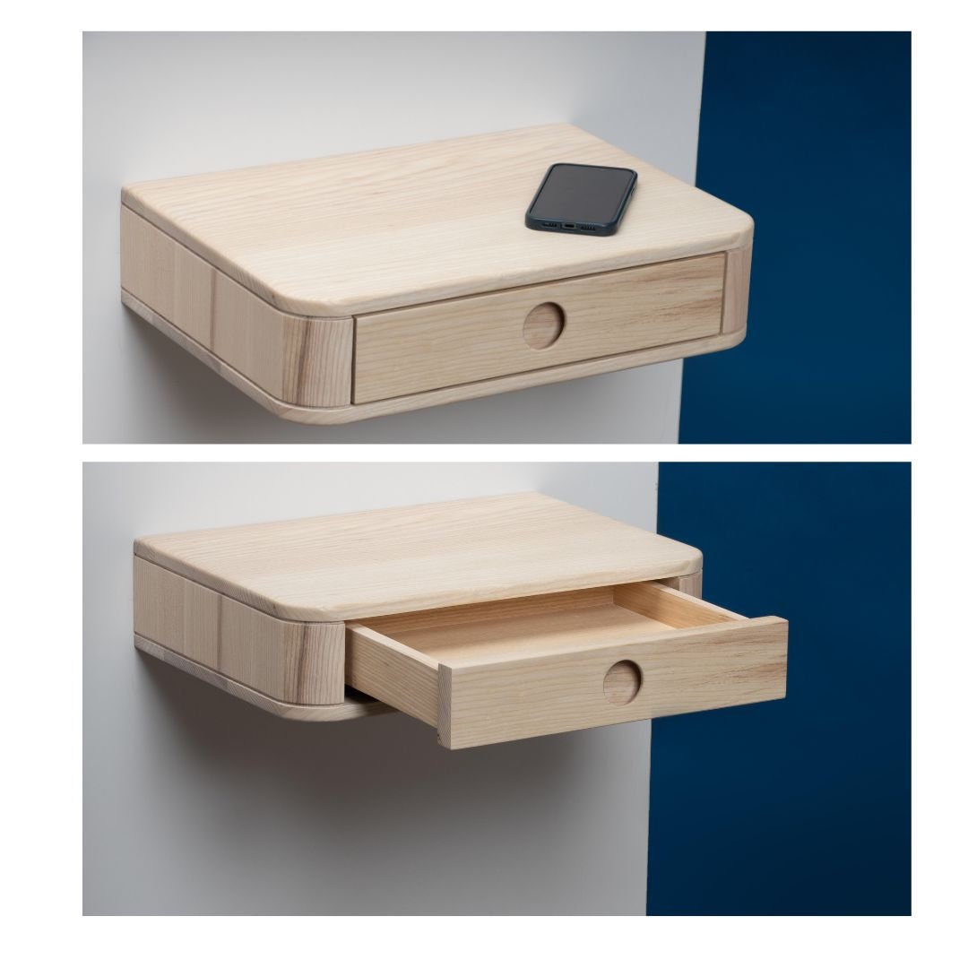 2x (pair) Oak Ash Floating Modern Nightstands Sidetable With Drawer ...