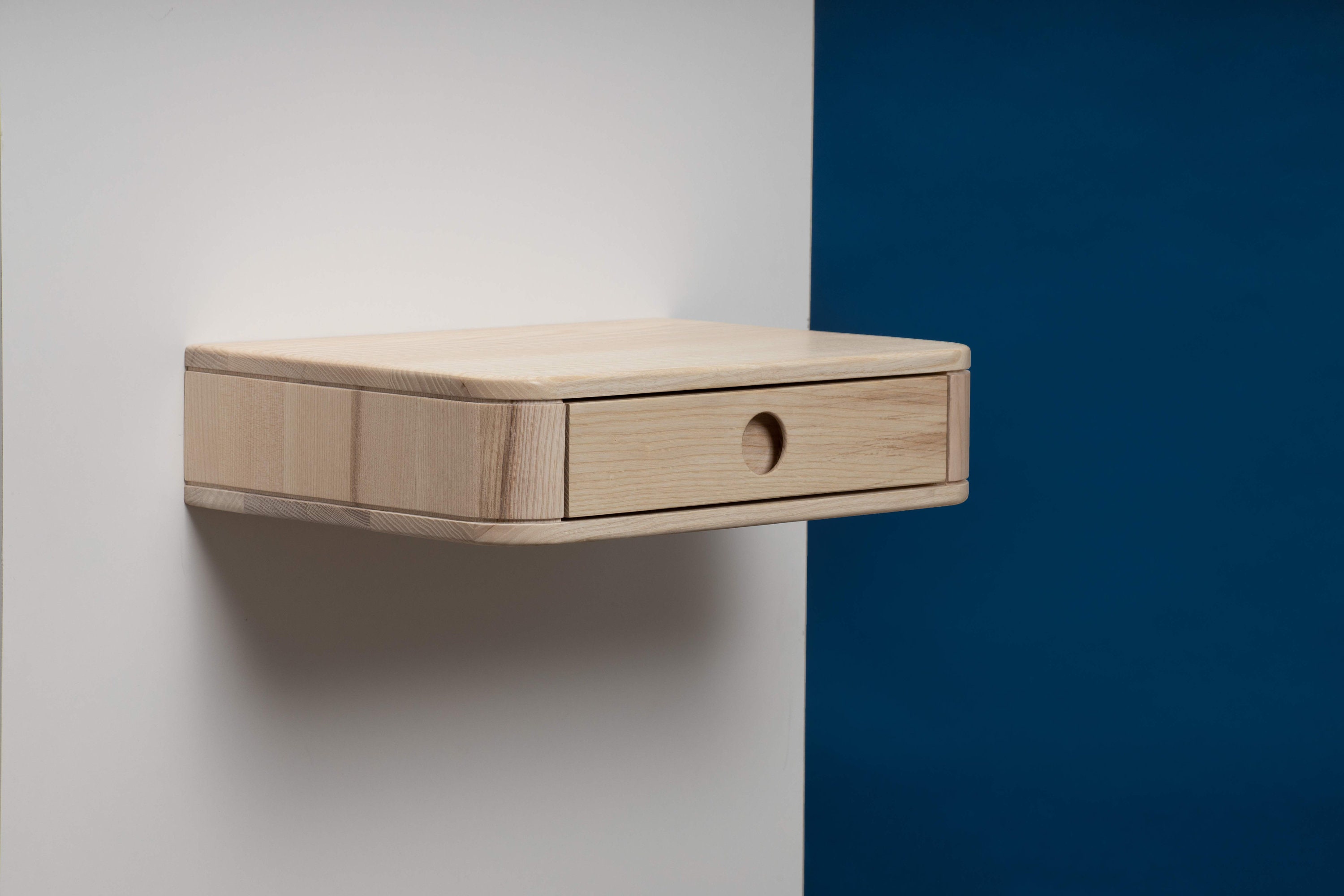 2x pair Oak Ash Floating Modern Nightstands Sidetable With Drawer Made ...