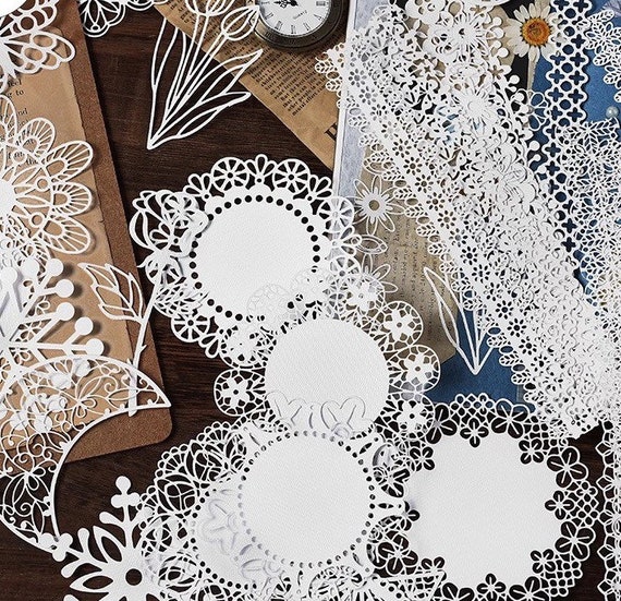 White Laser Cut Lace Paper Pack 10pcs Junk Journal - Etsy
