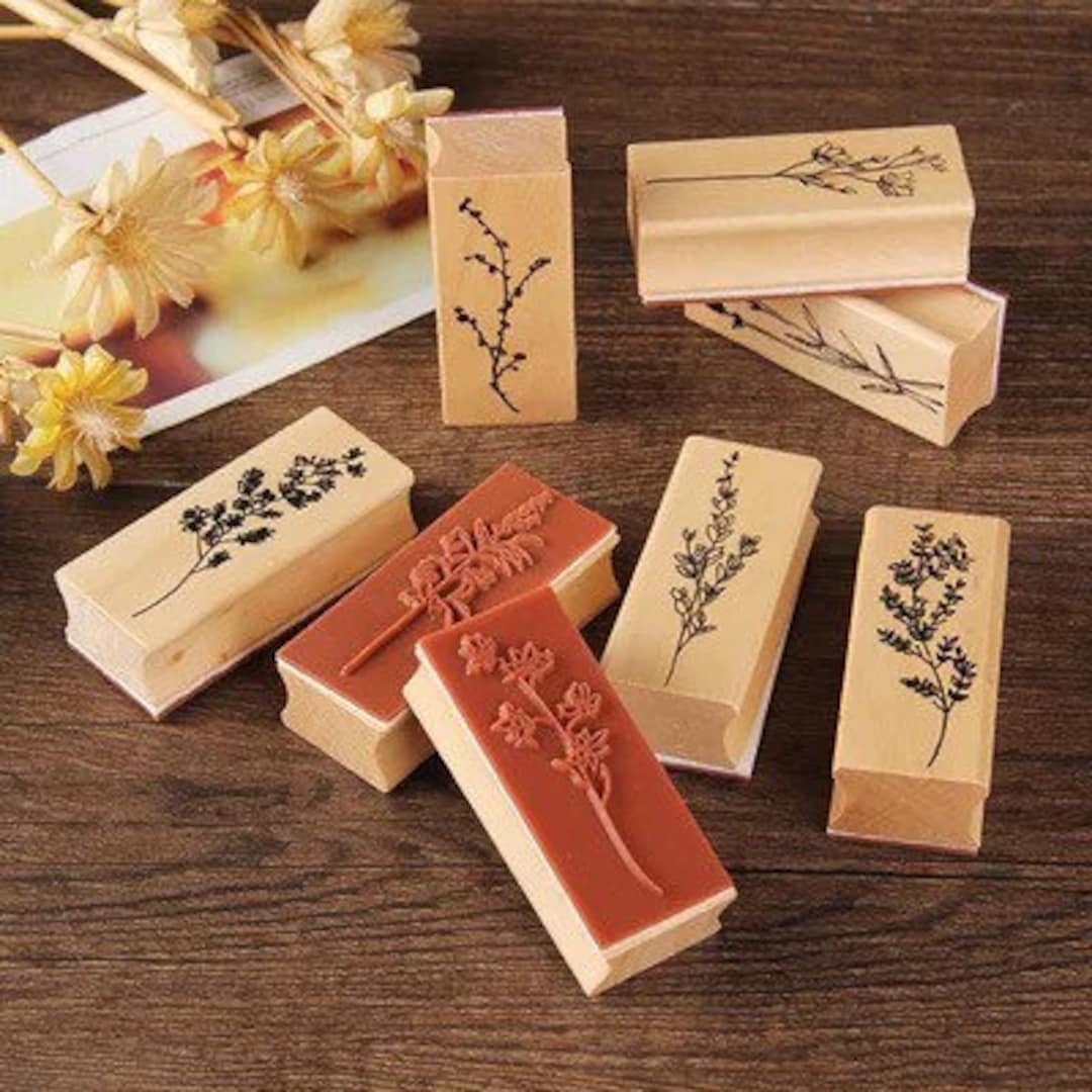 Floral Wooden Stamps | Journal Stamps | Decorative Stamps | Botanical ...