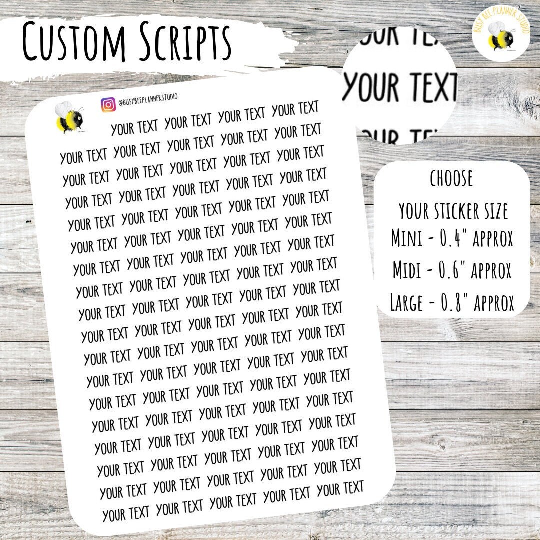 Custom Scripts - Custom Stickers - Planner Stickers - Basic Font - Etsy