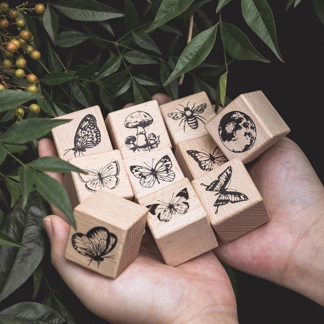 Rubber Seal Wooden Stamps Nature Stamps Butterfly 6 Designs Animal ...