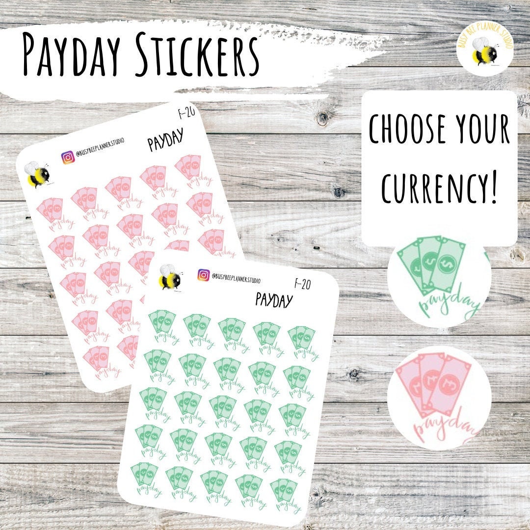 Payday Stickers - Pink, Green Payday Tracker - Functional Planning ...