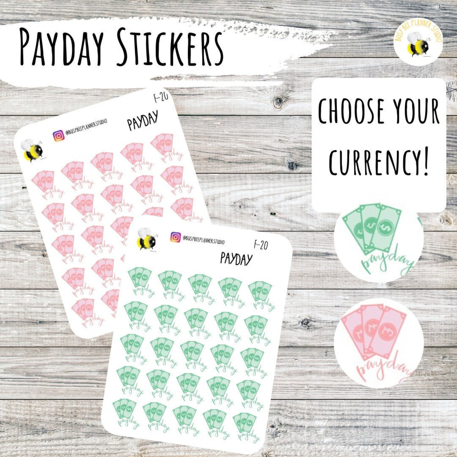 Payday Stickers Pink Green Payday Tracker Functional - Etsy