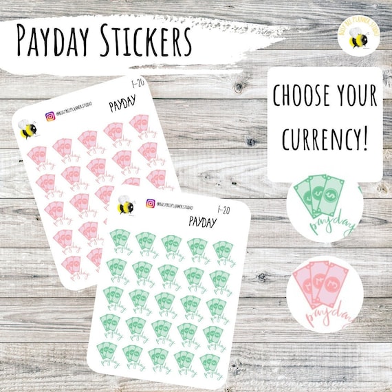 Payday Stickers Pink Green Payday Tracker Functional | Etsy