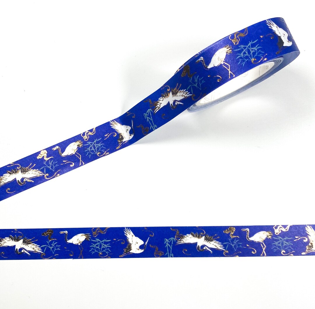Royal Blue and Gold Foil White Bird Pattern Washi Tape 15mm X 7m - Etsy UK