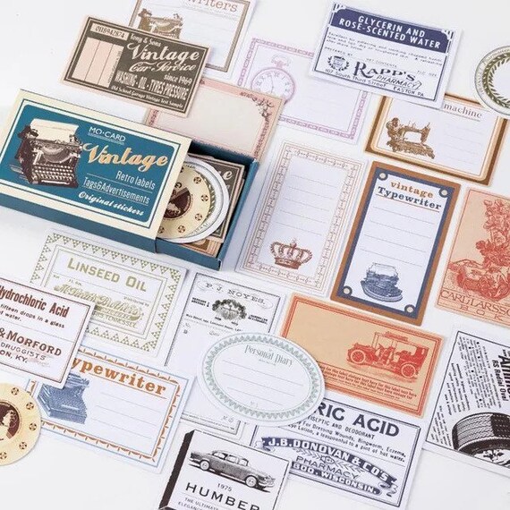 Vintage Retro Labels Stickers 60pcs Matchbox Sticker Set - Etsy