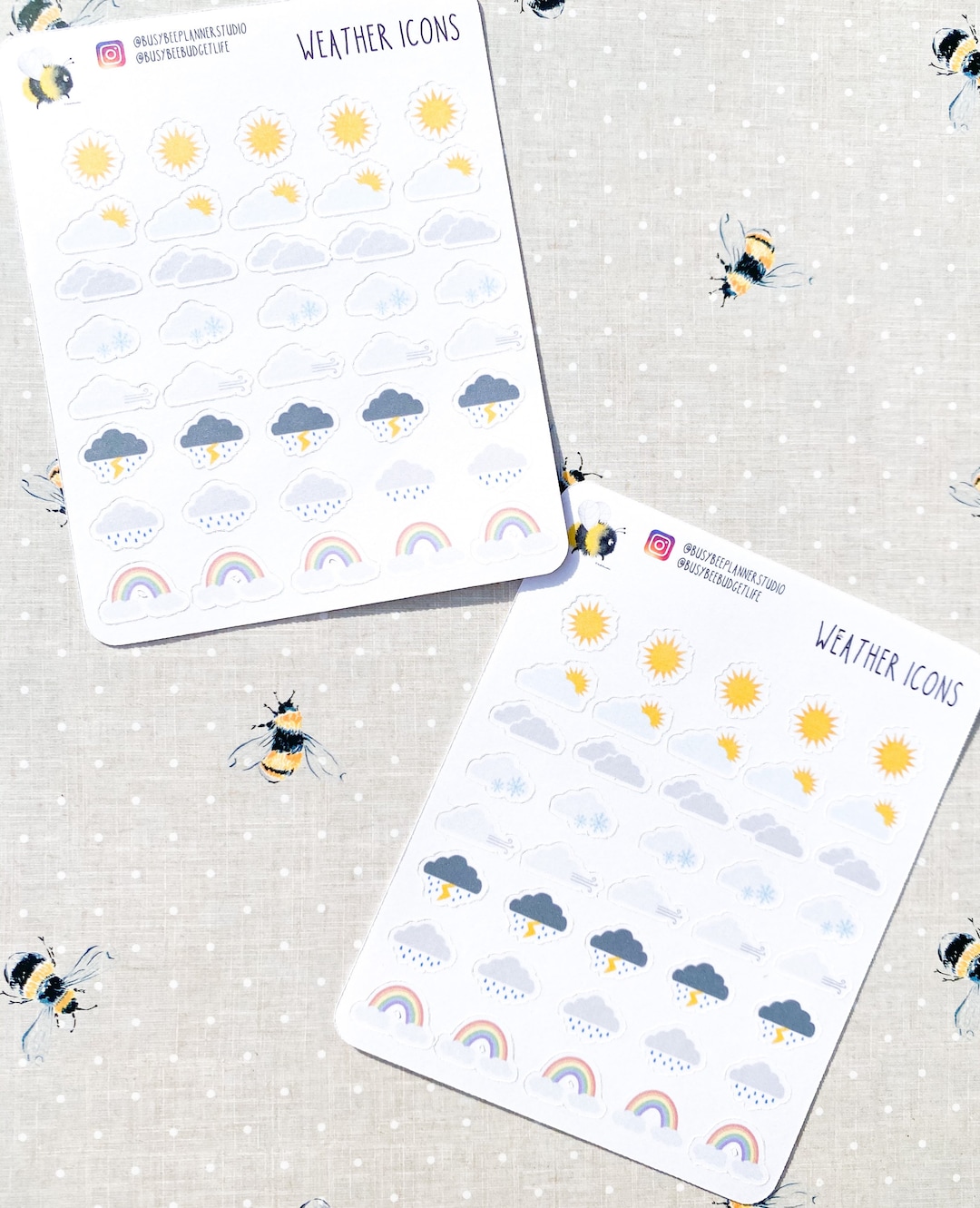 Mini Weather Icon Stickers - Decorative Journal Stickers - Cute ...