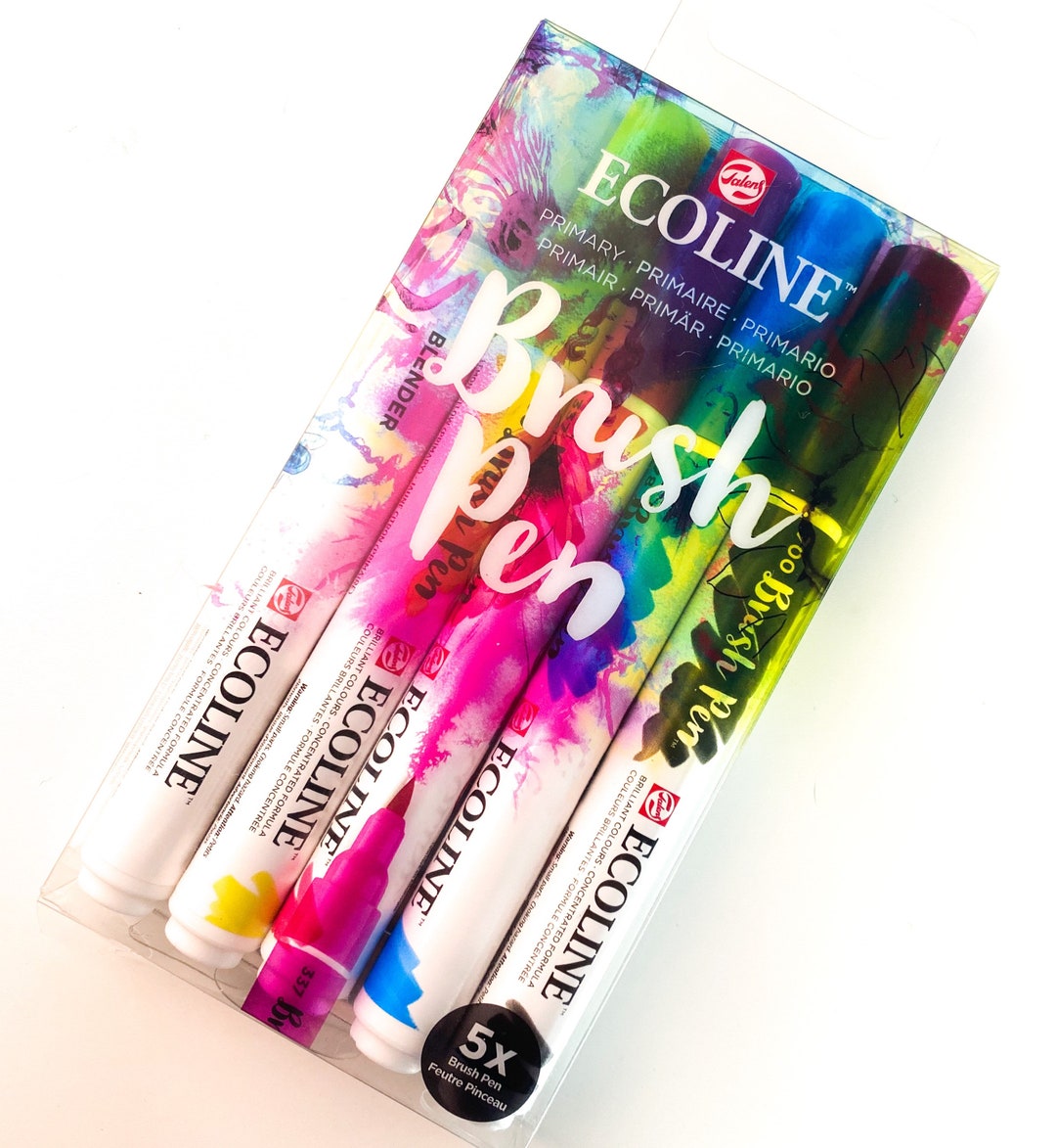 Ecoline Brush Pen Set Primary Watercolour Brush Pens Set of 5 - Etsy