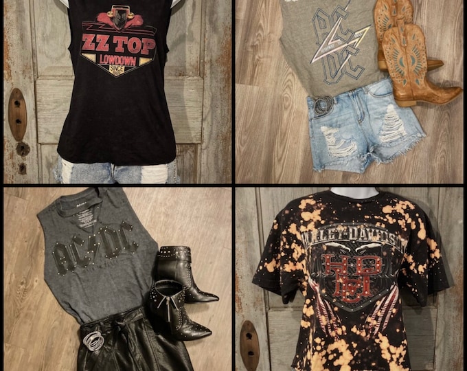 Custom Distressed & Embellished Concert Band Tee Personalized - Etsy