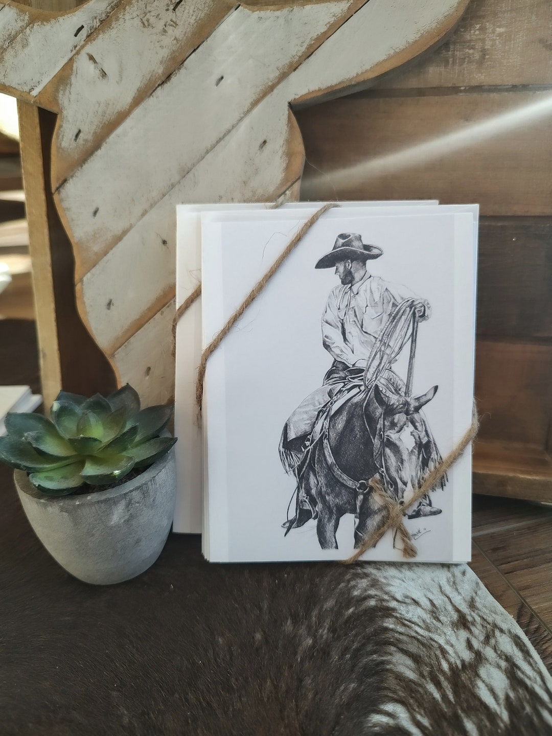 The Cowboy Note Cards - Etsy