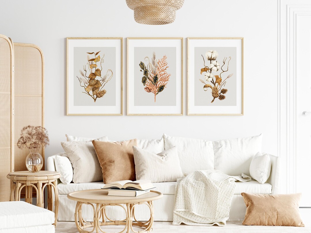 Sepia Autumn Botanical Print Set: Watercolor Fall Gallery Wall Art - Etsy