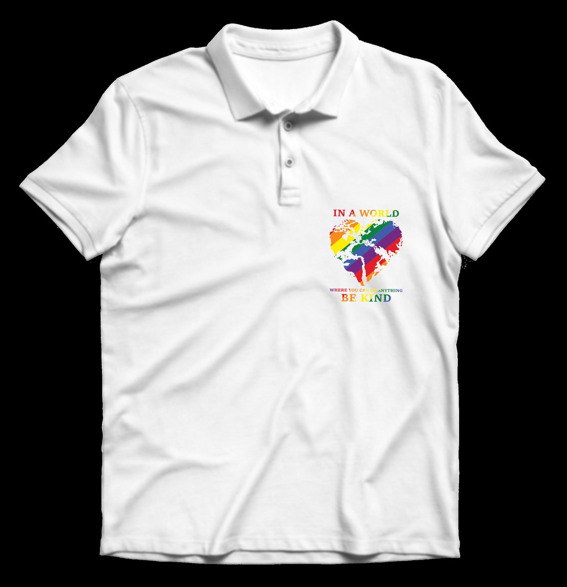 Pride Polo Shirt In a World Where you can be Anything Be | Etsy