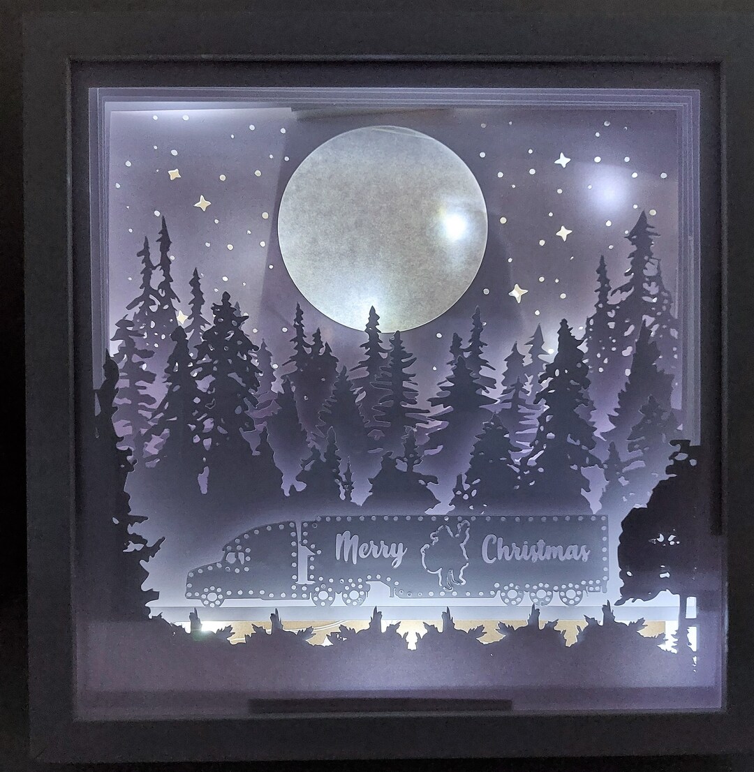 Christmas Shadow Box Paper Cut Light Box - Santa Truck - Etsy UK