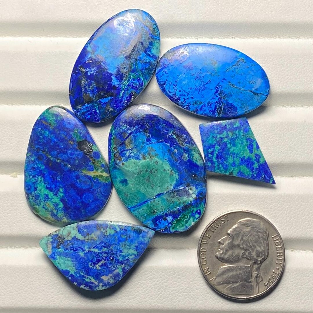 Bluebird Azurite Malachite Top Grade Quality 100% Natural 6 Pieces Lot ...