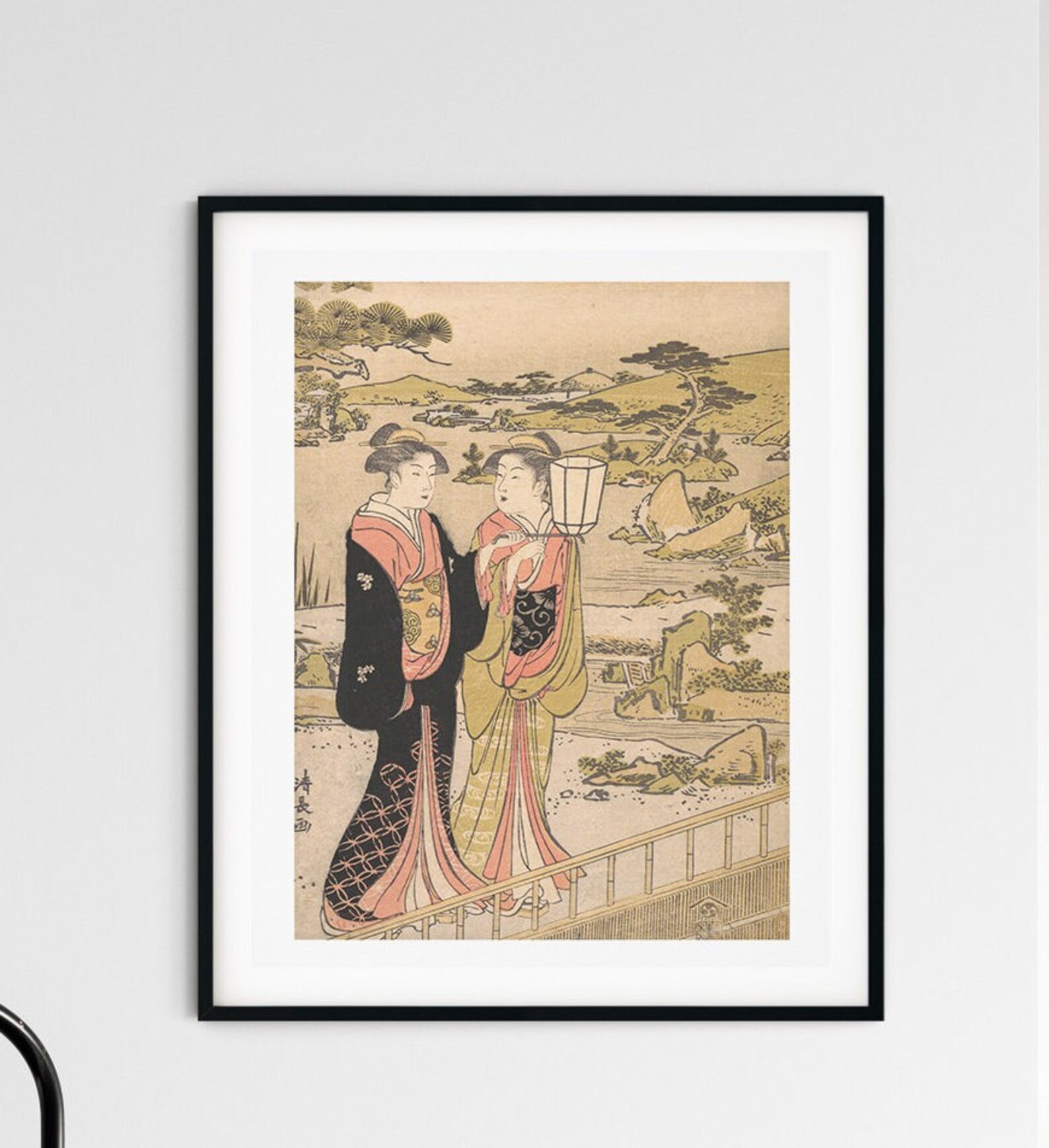 Edo Period Ukiyo-e Art Print, Two Women in a Garden by Torii Kiyonaga, Japanese Aesthetic ...