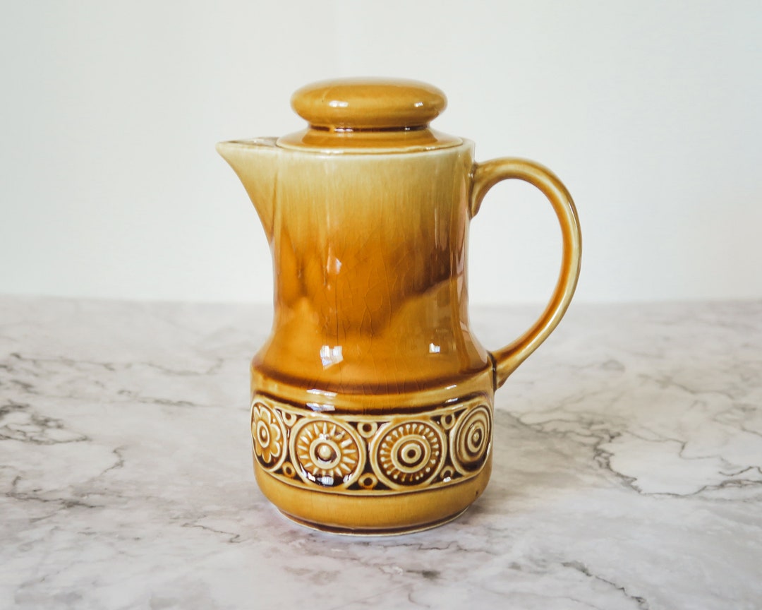 Mid Century 1970's Retro Ceramic Mustard Yellow Coffee Pot - Etsy