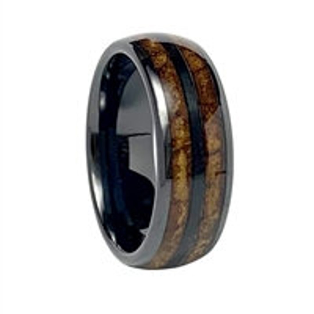 Comfort Fit 8mm Domed Black High-tech Ceramic Wedding Ring With a ...