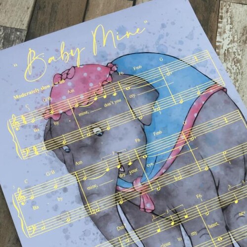 Dumbo Baby Mine Sheet Music Print-wall Art-gift-nursery - Etsy