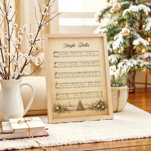 Jingle Bells Vintage Christmas Sheet Music Piano Print Christmas Wall ...