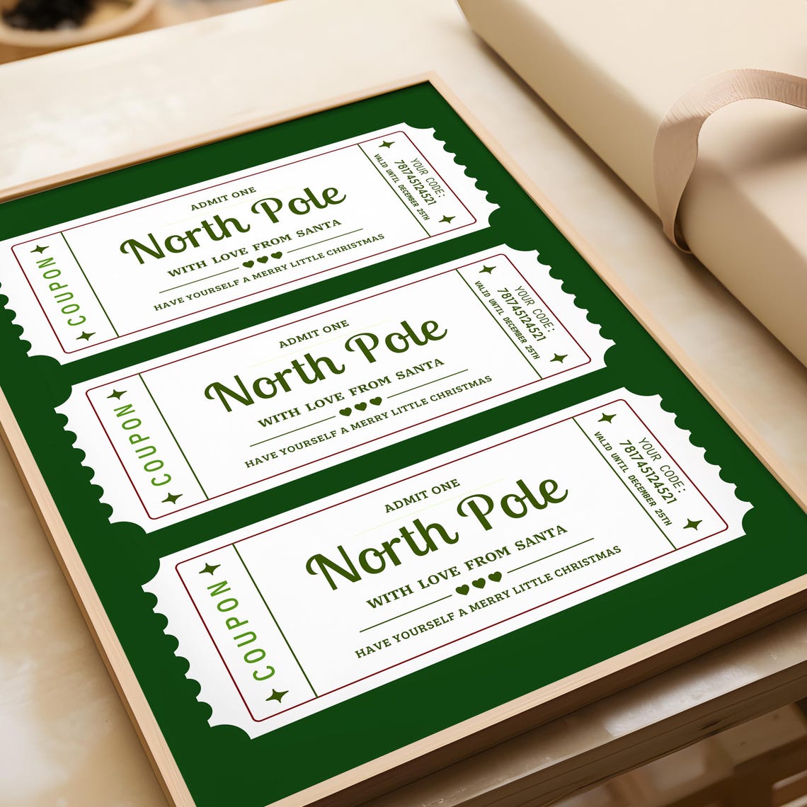 North Pole Ticket Digital Print, Christmas Print Wall Art, Trendy Home ...