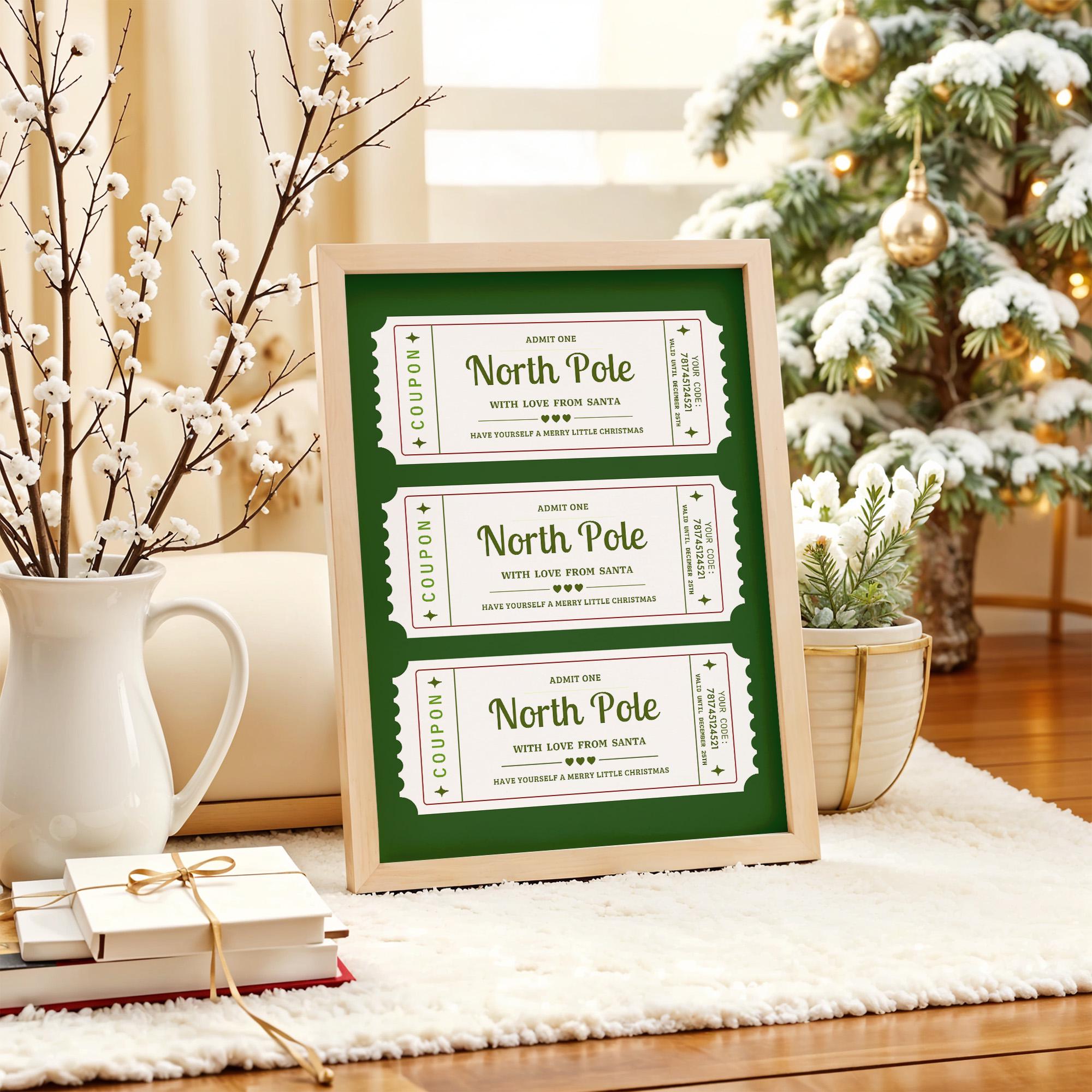 North Pole Ticket Digital Print, Christmas Print Wall Art, Trendy Home ...
