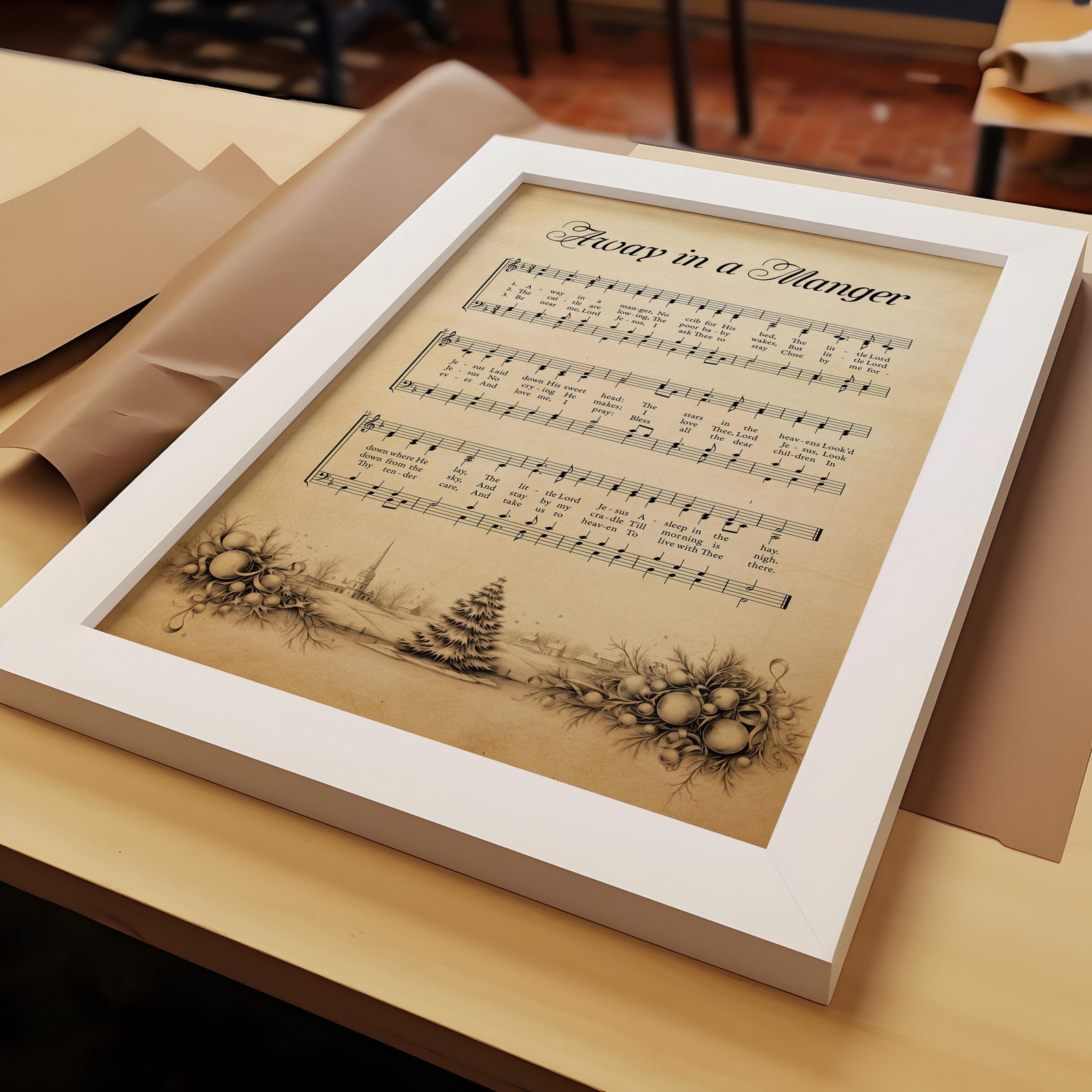 Away in a Manger Vintage Christmas Sheet Music Piano Print Christmas ...