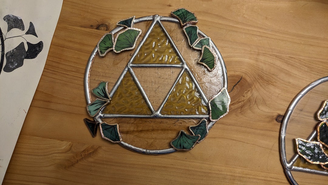 Stained Glass Pattern Legend of Zelda Triforce With Ginkgo - Etsy
