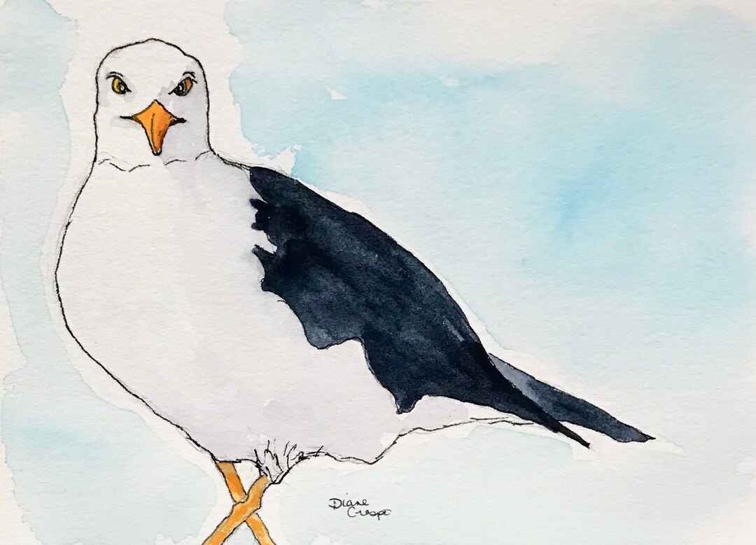 Seagull-watercolor Painting Original Watercolor-seagull Painting-8x10 ...