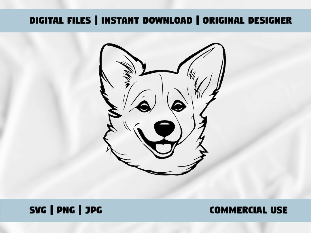 Cute Corgi Head SVG File - Perfect for Apparel and Gifts, Includes ...