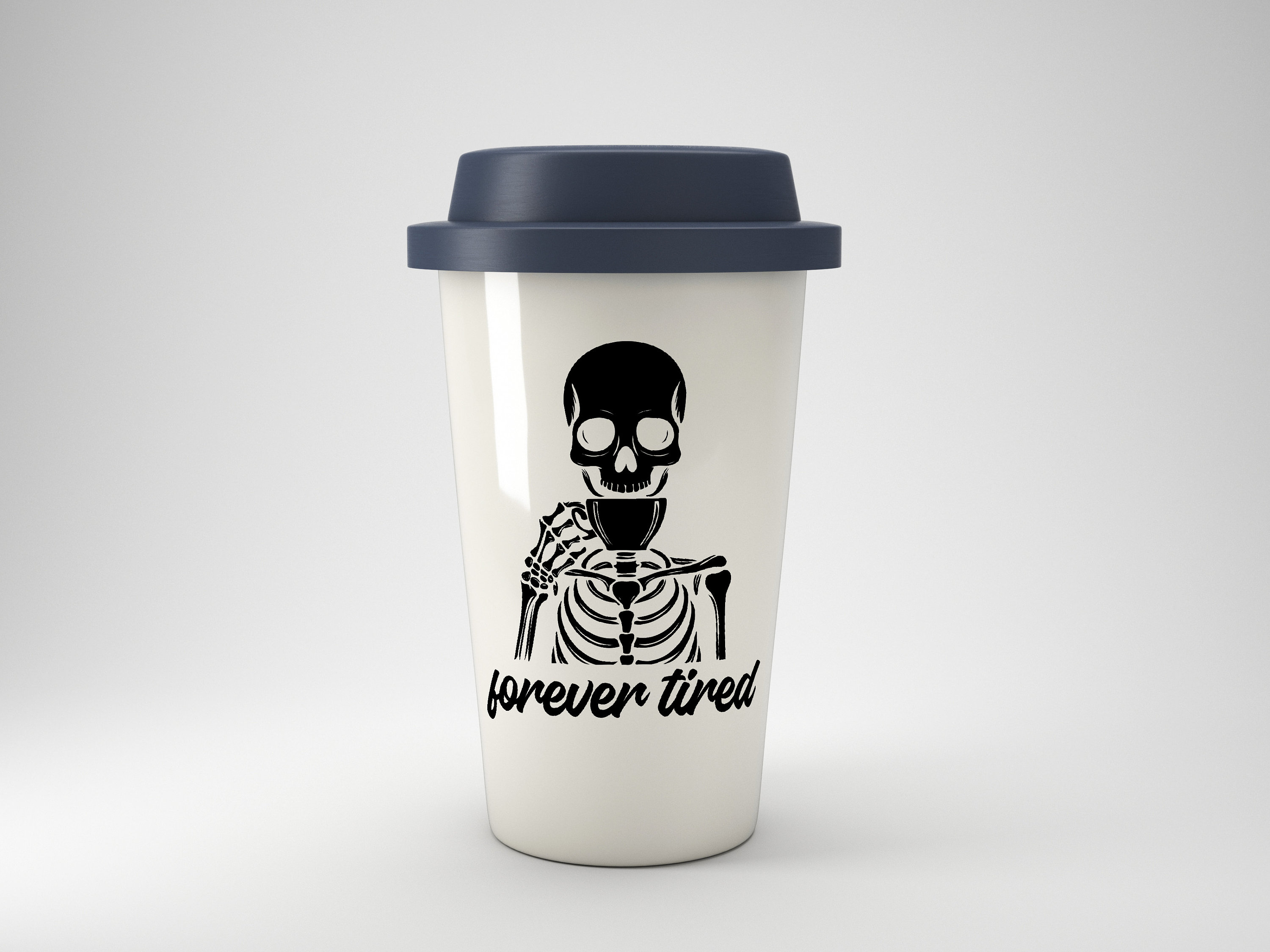 Forever Tired Skeleton SVG, Quirky Coffee Drinker PNG, DXF Files for ...