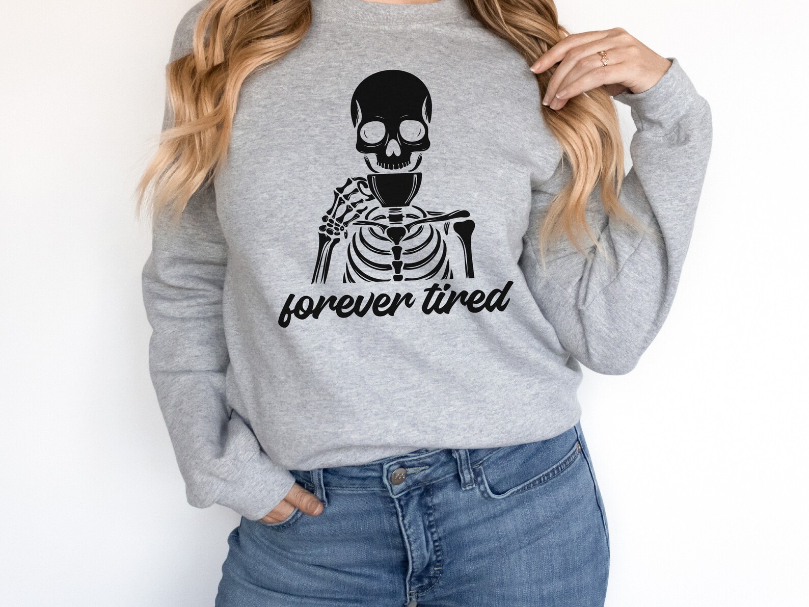 Forever Tired Skeleton SVG, Quirky Coffee Drinker PNG, DXF Files for ...